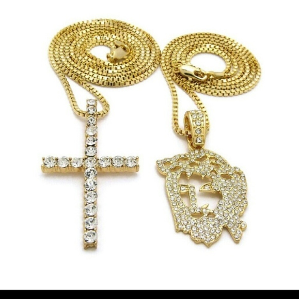 14k Gold Plated Iced Out Chains Combo - Gem